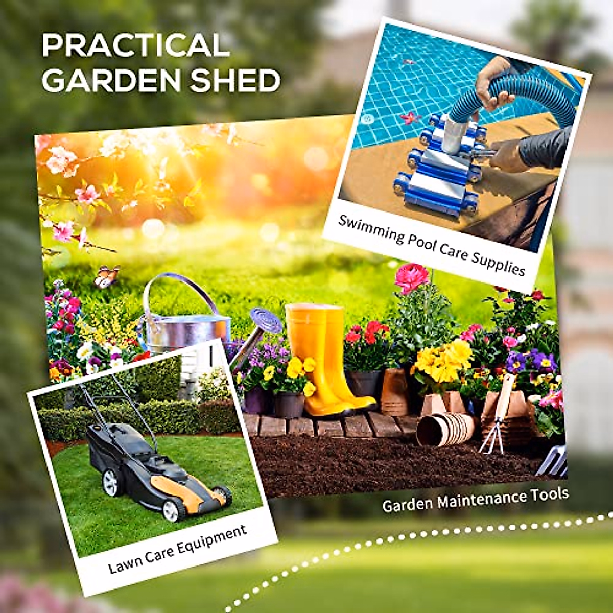 Outsunny 8' x 7' Outdoor Storage Shed, Garden Tool Metal Shed with Foundation Kit, Double Lockable Door, Air Vents and Sloping Roof, for Backyard, Patio, Lawn, Teak