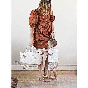 fephas Baby Diaper Caddy Organizer- Off White Rope Nursery Storage Bin- Portable Diaper Storage Basket for Changing Table and Car- Perfect Baby Shower & Registry Gift