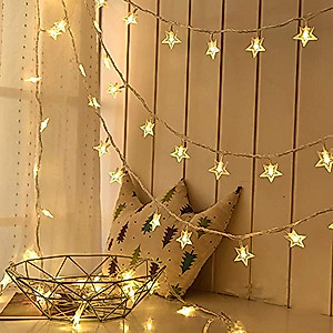 Merdeco Star String Lights, 16ft/5m 50 LED Plug in String Lights Warm White Fairy Lights for Christmas/Wedding/Party Indoor and Outdoor Decoration