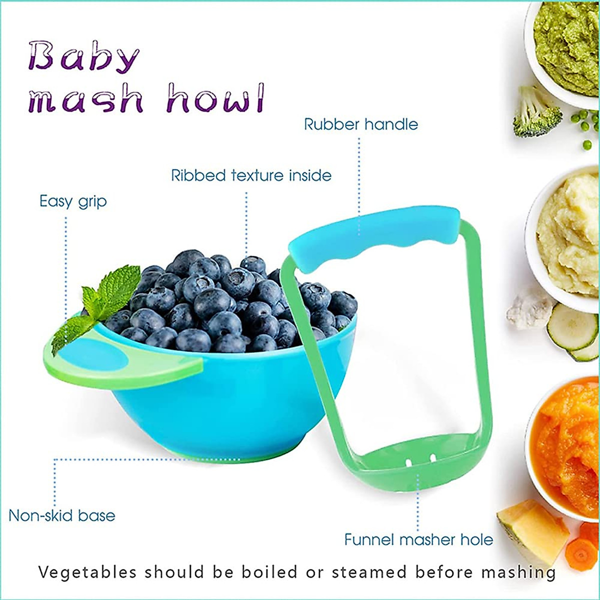 RyanLemon Baby Feeding Set, Silicone Baby Led Weaning Set, Suction Plate and Bowl, Pocket Bib, Spoon Fork, Toddler Flatware Set for Babies 6 Months+, Purple