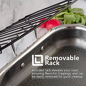 LIVWELL DiamondClad Hybrid Nonstick Frying Pan 14-Inch Quart - Home and Kitchen Gift - Hybrid Cookware Set - Stainless Steel Sauté Pan - Skillets and Frying Pan Nonstick with Rack - Deep Frying Pan