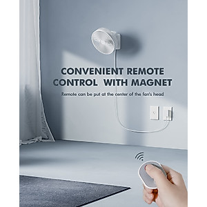 LEMOISTAR 10 Inch Wall Mounted Fan with Remote Control, 90°Oscillating, High Velocity 4 Speeds, Timer, Adjustable Tilt, 70Inch Cord, Ultra Quiet,for Bedroom Garage RV Office Home-White