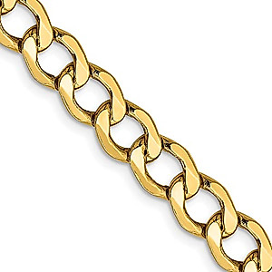 IceCarats 10K Solid Yellow Gold 6.5mm Curb Link Chain Necklace 24 inch