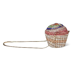 Tngan Women Cute Cake Evening Clutch Sparkling Full Rhinestones Mini Purse Banquet Prom Wedding Handbag, Pink 2