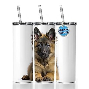 Belgian Tervuren Dog Puppy Photo Skinny Tumbler 20oz with Straw Insulated Water Bottle Gift