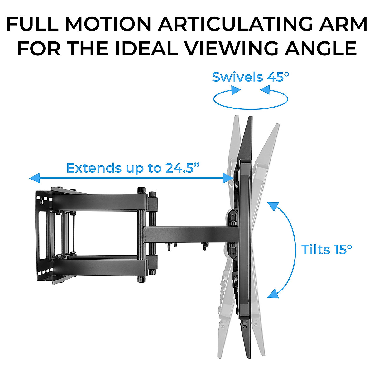HumanCentric Full Motion Articulating TV Wall Mount Bracket | Fits 75, 80, 85, 90, 100" Flat Screen and Curved TV Monitors Up to 900 x 600 VESA | Features Full Motion Swivel, Tilt, & Rotation