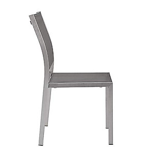 Modway Shore Outdoor Patio Aluminum Set of 2 Side Chair in Silver Gray
