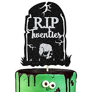 Black Glitter Rip Twenties Cake Topper, Dirty Thirty/Cheers to 30 Years, Death to My Youth 30th Birthday Party Decorations Supplies