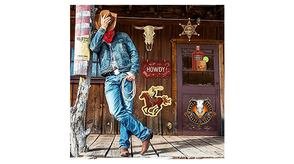 Western Party Decorations - 32 Colorful Cowboy Cutouts for Events