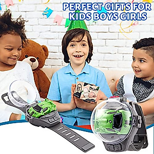POSOUL Mini Remote Control Car Watch Toys for Boys 8-12 4-7 3-5, RC Cars for Boys, Hand Wrist Controlled RC Car, Stocking Stuffers for Kids Birthday Gifts for Kids (Green)