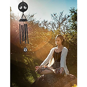 SUNGIRLS Solar Tree of Life Wind Chimes, Memorial Wind Chimes Lost Loved Ones Engraved Tree of Life, Sympathy Wind chimes Gift for Mother, Wife,Grandma Solar Wind Chimes Garden Home Yard Hanging Decor