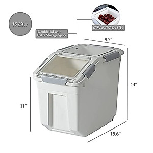 HANAMYA 15 Liter / 30 lbs Rice Storage Container with Measuring Cup, BPA free, For Rice | Grain | Pet Food | Flour, 2 count, White