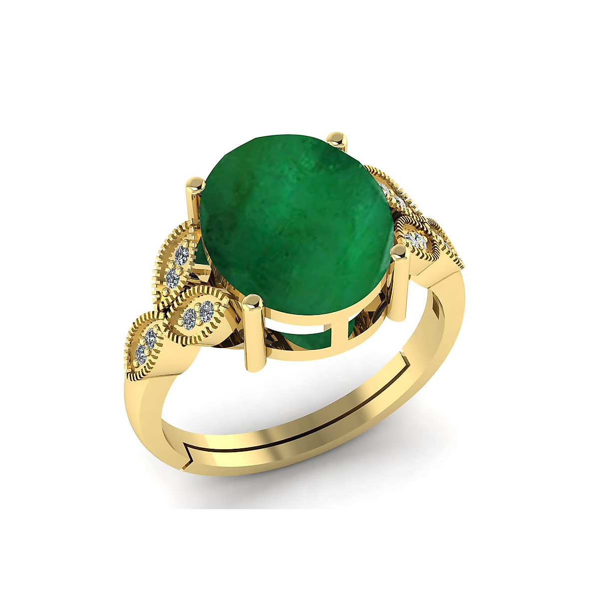 LMDPRAJAPATIS 9.25 Ratti Certified Emerald Panna Stone Gold Plated Adjustable Fine Jewelry Ring For Women's