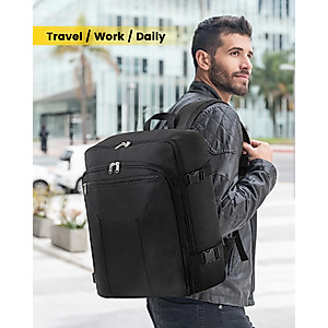 Vorspack Travel Backpack for Women Men - Carry On Backpack for Airplanes Large Laptop Backpack Casual Daypack with Shoe Compartment for Travel Work College - Black