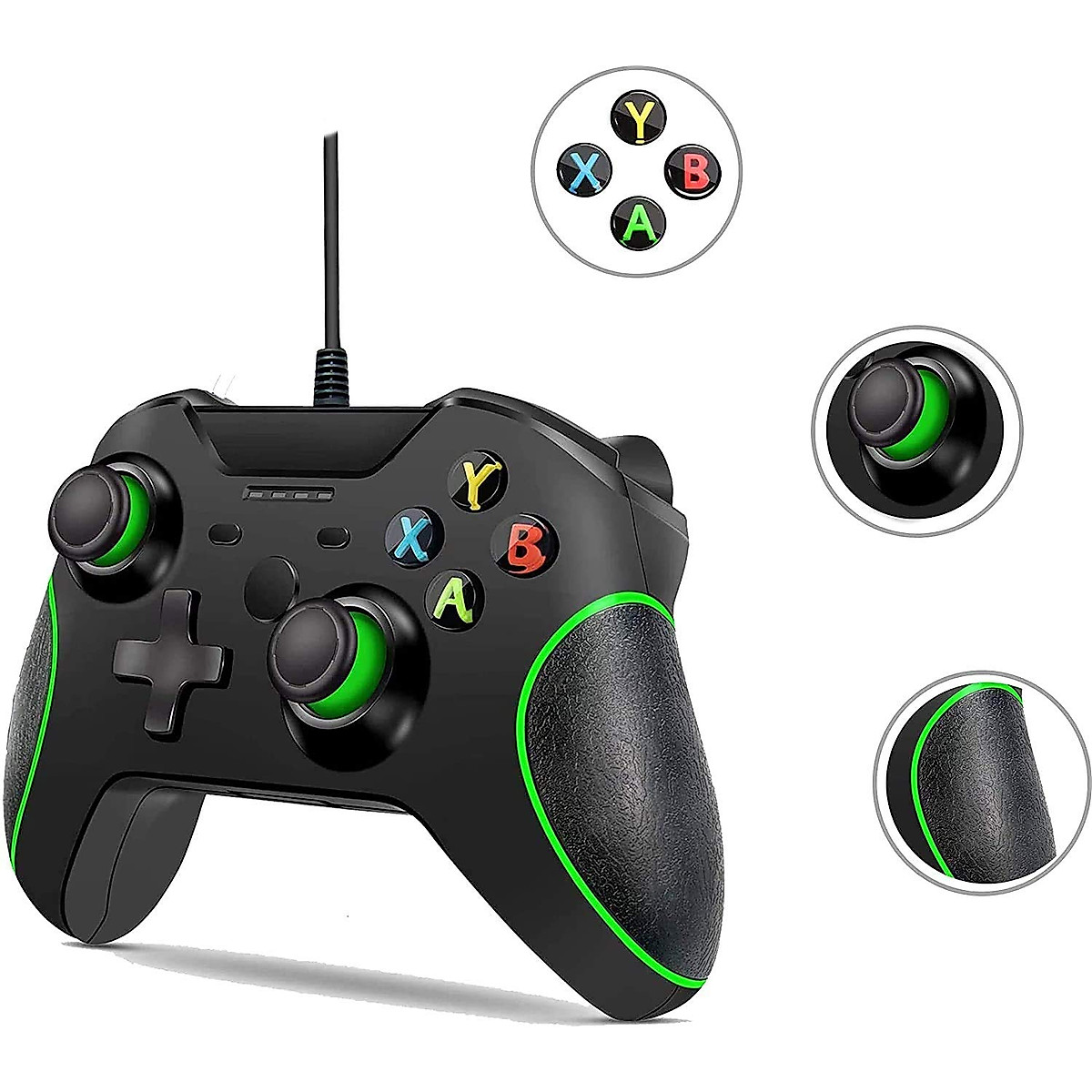 Wired Controller for Xbox One, Upgraded Game Controller Compatible with Xbox One/X/S/and PC(Black 1)