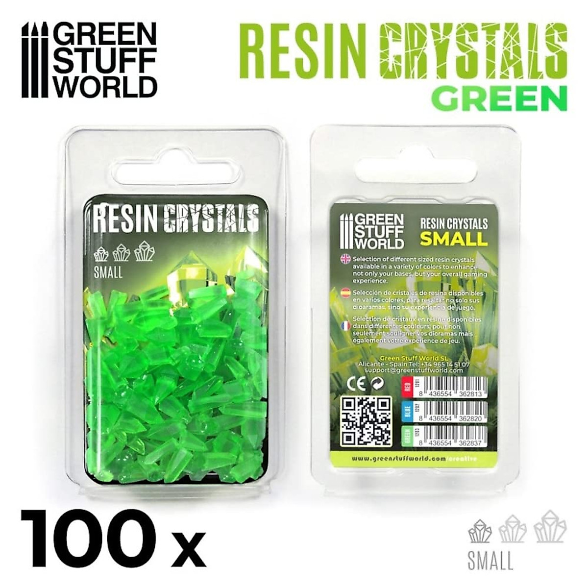 Greenstuff World GSWD-1283 Clear Resin Crystal Green Small Size 100 Pieces Diorama Material