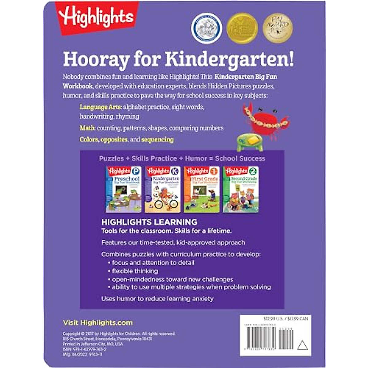 Kindergarten Big Fun Workbook: 256-Page Kindergarten Activity Book Full of Kindergarten Math, Reading, Writing Practice, Phonics, Puzzles and More (Highlights Big Fun Activity Workbooks)