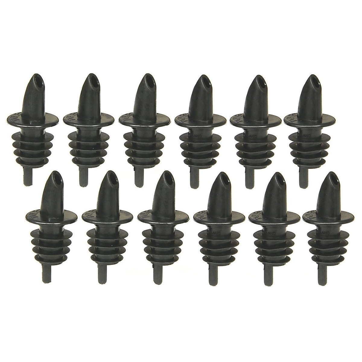 Update International Free-Flow Liquor Bottle Speed Pourers, Black, 12 count