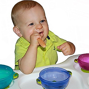 Baby Bowls and Matching Lids - Suction Cup Bowls for Babies, Toddlers & Infants - Set of 3 Sizes - 6 Pieces