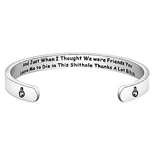 TGBJE Coworker Leaving Gift Going Away Gift Shithole Thanks A Lot Bitch Keychain Goodbye Gift For Her (bitch bracelet)