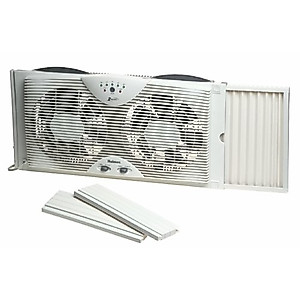 Holmes Dual 8" Blade Twin Window Fan with LED One Touch Thermostat Control