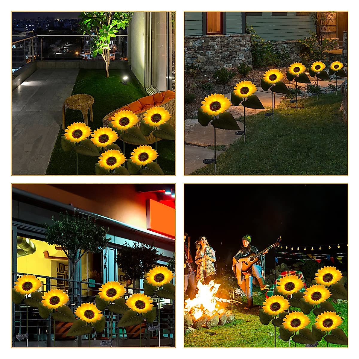 Elyccupa Solar Sunflower Lights LED Solar Powered Garden Stake Lights Outdoor Solar Flower Landscape Light for Patio Lawn Garden Yard Pathway Walkway Decoration, 6 Pack