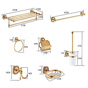 7X Vintage Copper Wall Mounted Towel Rack Kit Bathroom Hardware Complete Toilet Paper Brush Holder Ring Soap Towel Rack for Bathroom, Toilet