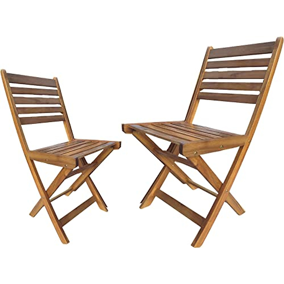 Patio Wise Outdoor Folding Patio Chair Set, 2 Foldable Acacia Wood Seats, Backyard, Balcony, Porch, & Garden Furniture, 15-1/2-Inches Wide x 15-3/4-Inches Deep x 32-Inches High, Teak