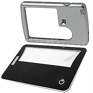 2 Lighted Magnifiers – 6X 3X Pocket Magnifier with Light, 3X Lighted Fresnel Lens Credit Card Size Magnifier, Use as Pocket Magnifying Glass with Light for Travel or Reading Magnifier Lens for Menus