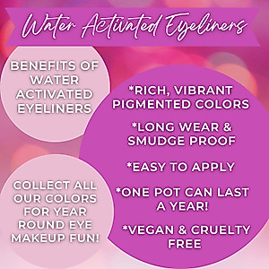 Cake Eyeliner with Applicator Brush - Water Activated Dry Pressed Eyeliner - Long-Lasting, Vibrant Color, Smudge Resistant - Vegan Cruelty Free Paraben Free (Matte Black)