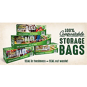 UNNI 100% Compostable Snack Bags, Resealable Compostable Food Storage Bags, 50 Count, 6.5 x 3.7 inches, Earth Friendly Highest ASTM D6400, US BPI and Europe OK Compost Certified, San Francisco