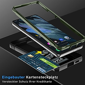 PASNEW for Samsung Galaxy Note 20 Ultra 5G Phone Case,Camera Lens Cover Military Heavy Duty Full Body Shockproof Hard Shell Magnetic Metal Kickstand Protective Cases Note20 Ultra,Army Green