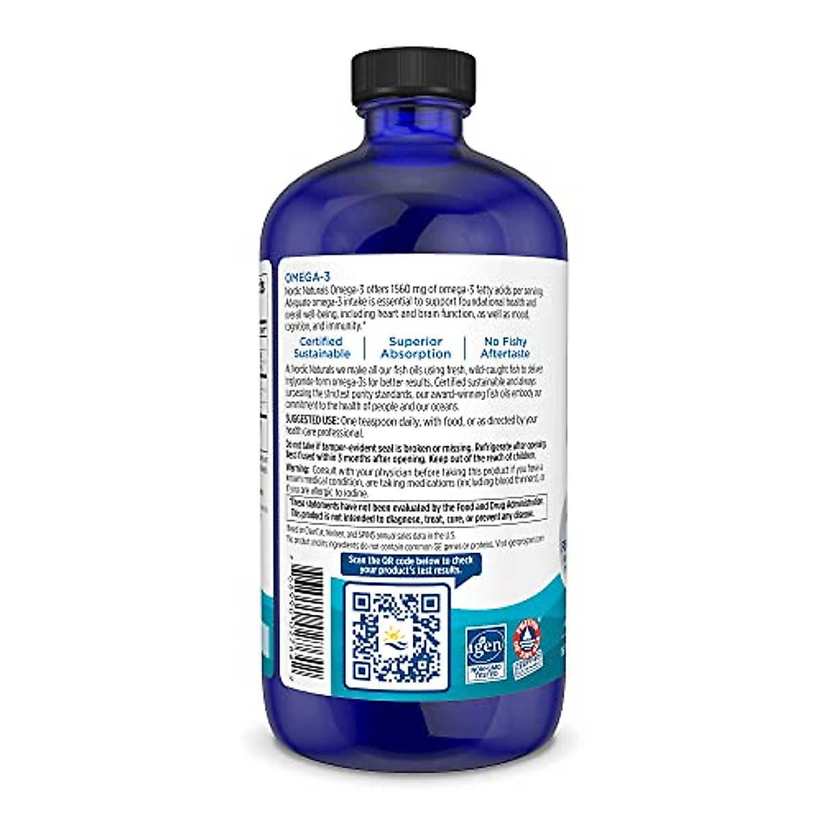 Nordic Naturals Omega-3, Lemon Flavor - 16 oz - 1560 mg Omega-3 - Fish Oil - EPA & DHA - Immune Support, Brain & Heart Health, Optimal Wellness - Non-GMO - 96 Servings