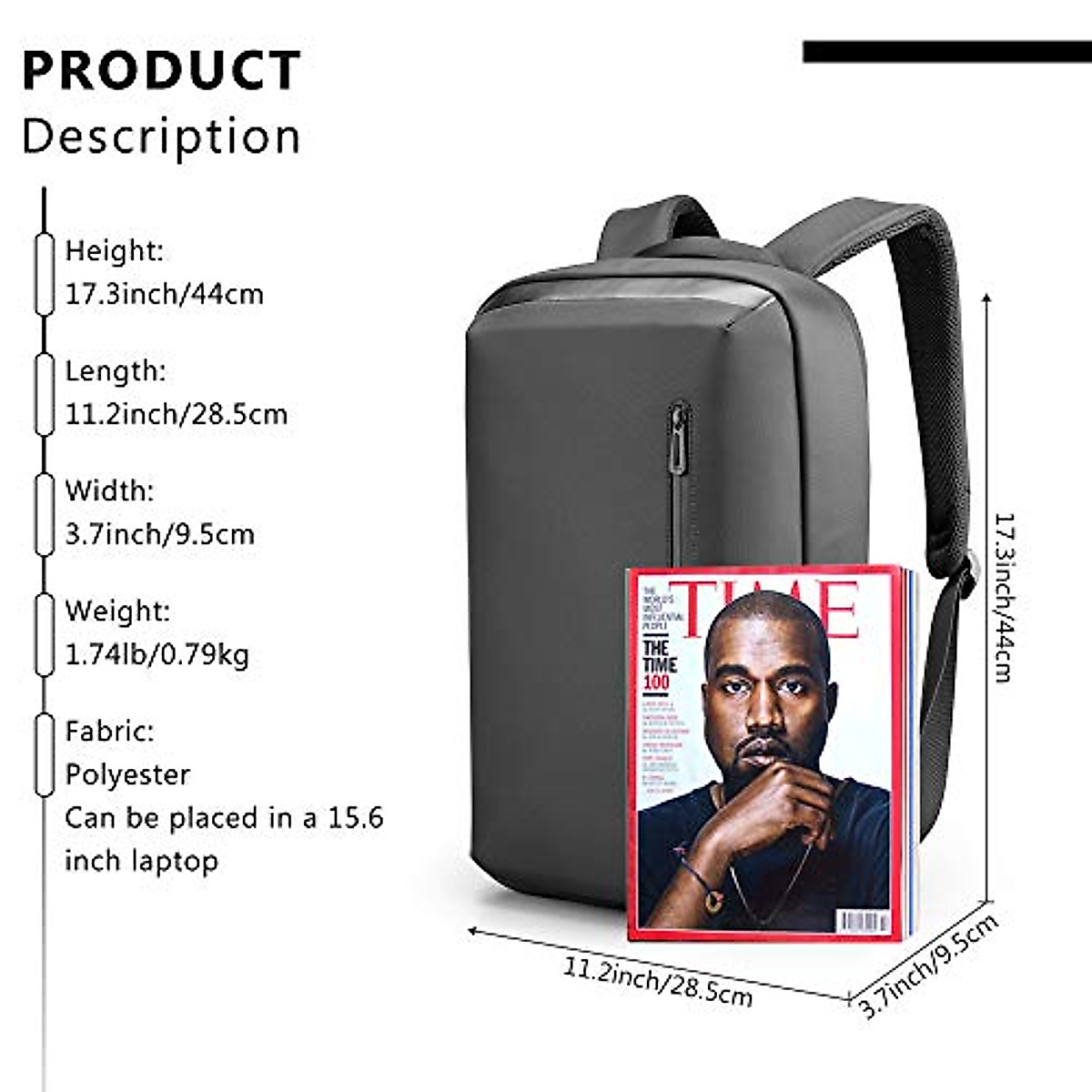 WILSLAT Laptop Backpack for Men Business Professional Anti Theft Slim Durable Laptops Backpack with USB Charger, College School Computer Bag Fits 15.6 Inch Laptop and Notebook