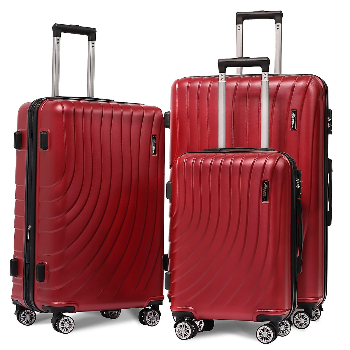 M Camel Mountain Luggage Sets 3 Piece Lightweight Durable Expandable Hard Shell Suitcase Set with TSA Lock Double Spinner Wheels (Red)