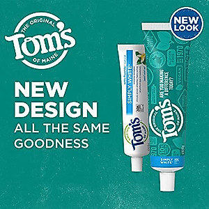 Tom's of Maine Natural Simply White Fluoride Toothpaste, Sweet Mint, 4.7 oz. 3-Pack (Packaging May Vary)