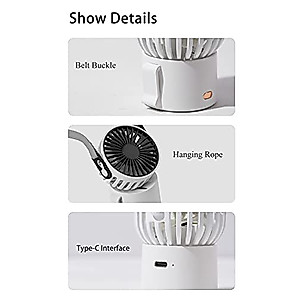 Amadething Portable Neck Fan, Desk Fan, Rechargeable Personal Small Fan, Mini Fan, Portable Neck Fan with 3 Wind Speeds (Black)