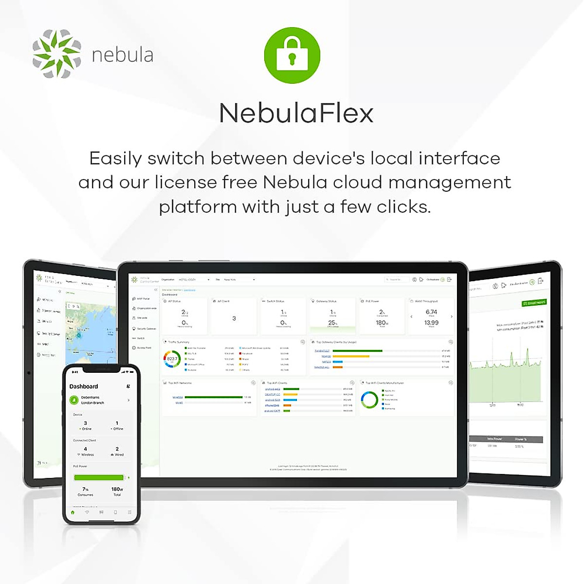Zyxel WiFi 6E AXE5400 2.5G Multi-Gigabit Business AP | Bandflex 2.4Ghz and 5Ghz or 6Ghz Operation | 1 GbE Passthru| Mesh, Seamless Roaming, Captive Portal | Hybrid Cloud | POE+ Support | NWA220AX-6E