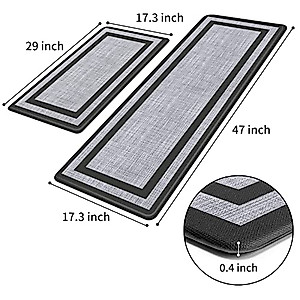 Mattitude Kitchen Mat [2 PCS] Cushioned Anti-Fatigue Kitchen Rugs Non-Skid Waterproof Kitchen Mats and Rugs Ergonomic Comfort Standing Mat for Kitchen, Floor, Office, Sink, Laundry, Black and Gray
