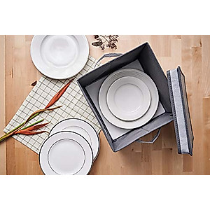 VENO 4 Sizes Dinnerware Storage Box w/ Lid and Handles, China Storage Containers for Dishes, Plate Packing Supplies, Moving Boxes, Transport, Protection, Dividers Included (4 Sizes Bundle, Hold 48 Plates)