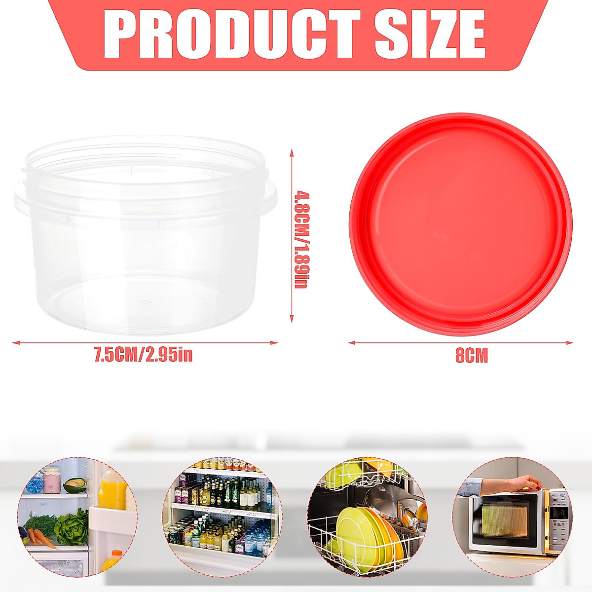 Xuelimei 4 oz/ 120 ml Small Plastic Food Containers,Reusable Food Storage Containers with Lids Plastic Reusable Freezer Storage Containers, Leakproof & Airtight, Freezer Safe, Dishwasher Safe. (6)
