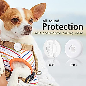 Airtag Dog Collar Holder (2 Pack) with Buffering Dots, Waterproof Pet Collar Case for Apple Air Tag GPS Tracker, Air Itag Holder Cover,Fits Most Collars (White/Blue) …