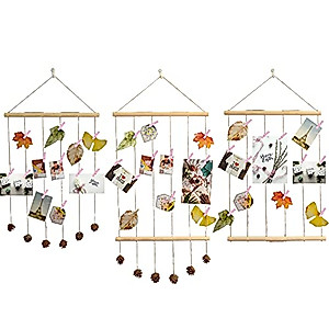 BronaGrand 50 Pieces Pink Wooden Clothespins Photo Clips Wood Laundry Peg Pins Craft Clips with 50 Meters Twine for DIY Projects Handicrafts Home Decoration