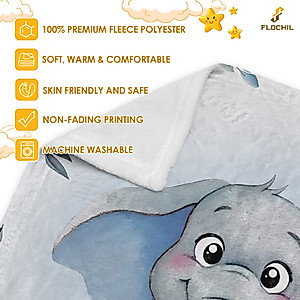 FLOCHIL Personalized Baby Blanket for Boys, Custom Baby Blanket with Name, Customized Baby Blanket Elephants, Gift for Baby, Newborn, Baby Shower