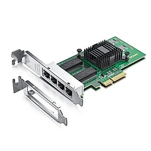 1000Mbps Gigabit Ethernet Converged Network Adapter (NIC) with Intel I350 Chip | Ethernet PCI Express NIC Network Card | Quad Copper RJ45 Ports | PCI Express 2.1 X4 | Compare to Intel I350-T4