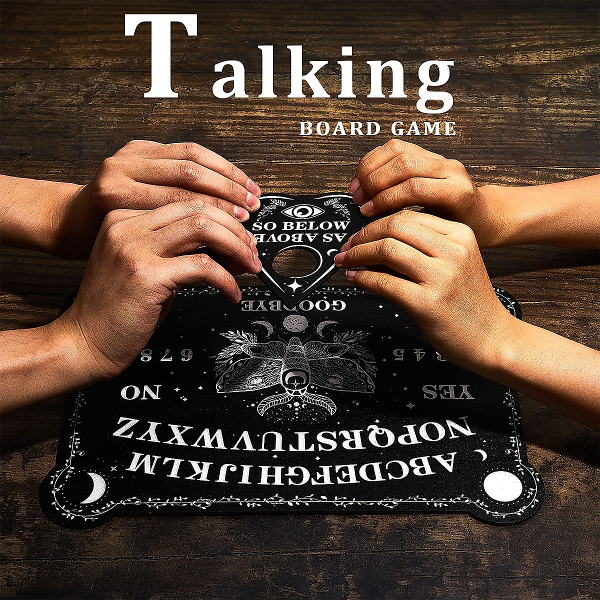 Pendulum Dowsing Divination Board Set Black Wooden Talking Board with Planchette Accessories for Teens Adults Birthday Party and Family Gatherings Games Supplies (Moth Style)