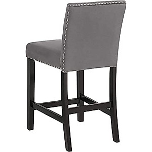 New Classic Furniture Celeste Faux Marble Counter Dining Table with Four Chairs, 5-Piece, Gray