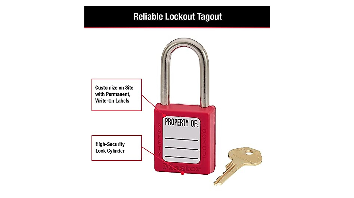 Master Lock 410RED Lockout Safety Padlock | OSHA Compliant Security