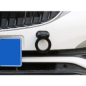 Xotic Tech JDM Track Racing Style Bumper Trailer Tow Hook Ring Decoration Sticker Universal Fit All Car Truck SUV, Black