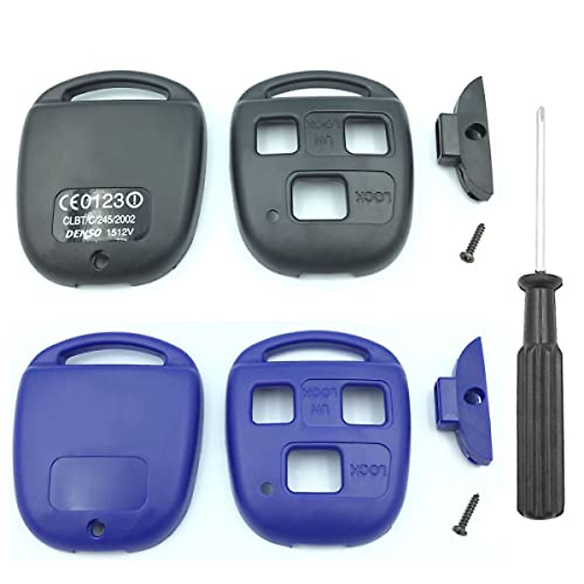 Remote Car Key Shell Case for Lexus Lexus GS300 GS400 GS430 GX470 IS300 LS400 LS430 LX470 RX300 RX330 RX350 RX400h RX450h SC430 Key Shell No Blade with Screwdriver (Black+Blue)